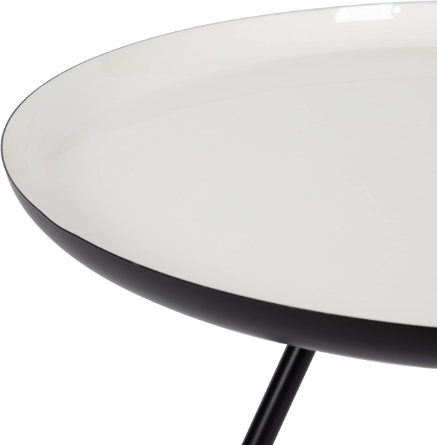 Modern Coffee Table, 3 Angled Legs & Round Top With Raised Edges ...