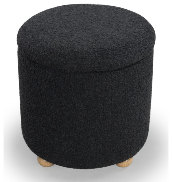 Safavieh Couture Becka Round Boucle Storage Ottoman, 18 X 18 X 18 ...