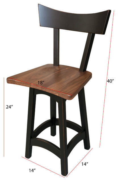 Rustic Swivel Bar Stool, Solid Wood, Provincial Stain, 24 ...