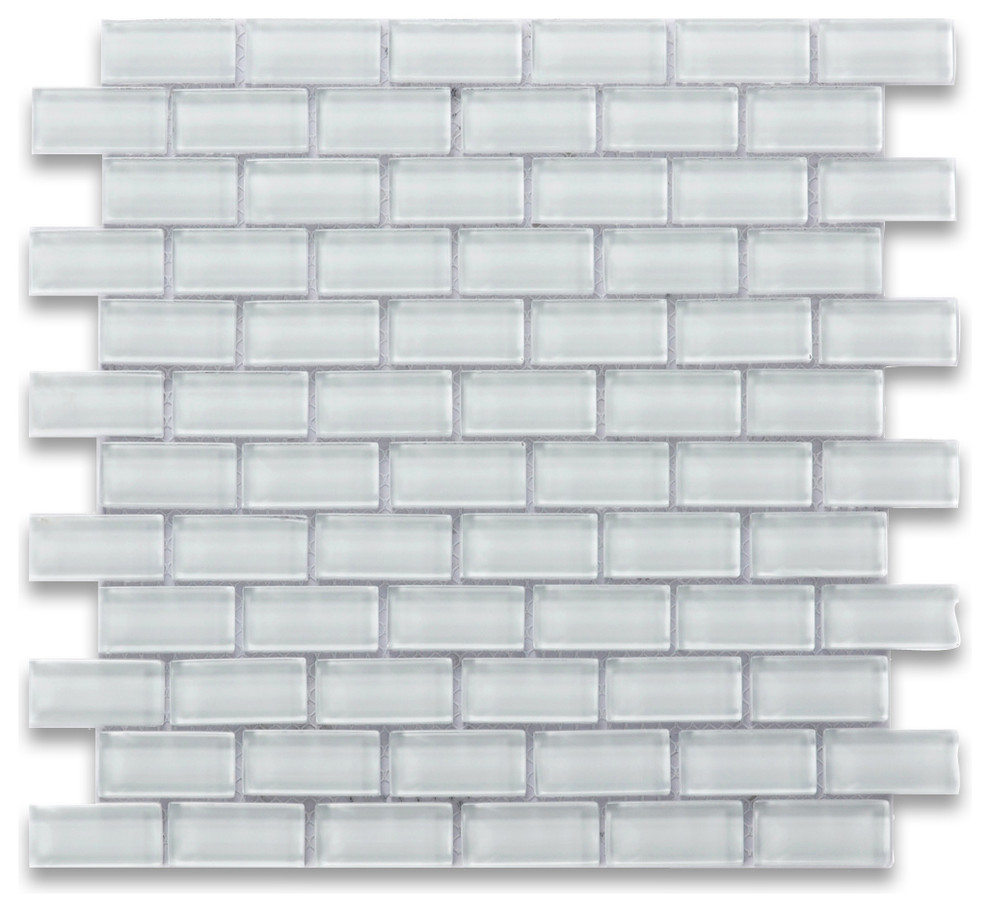 Glass Mosaic Tile Super White Glass Bathroom Wall Kitchen Backsplash, 1 ...