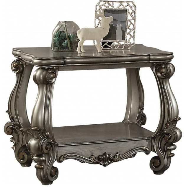 Classic Side Table, Scrolled Legs With Shelf & Scalloped Top, Antique ...