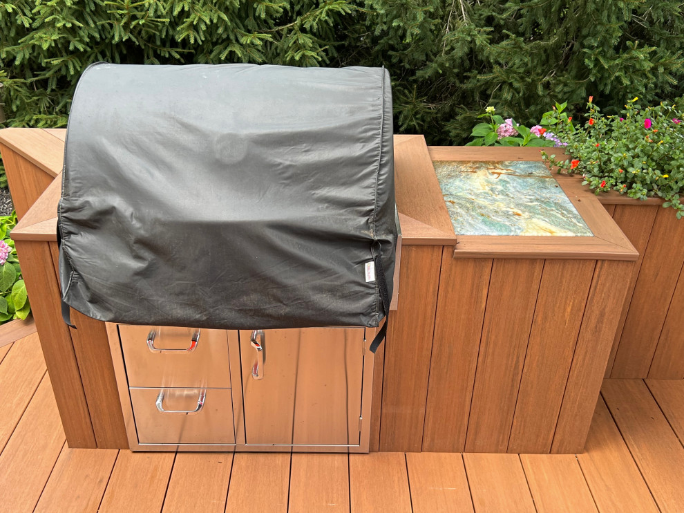 Azek Cypress Deck, Mahogany Fascia, Riser Lights, Custom Grill, Bench ...