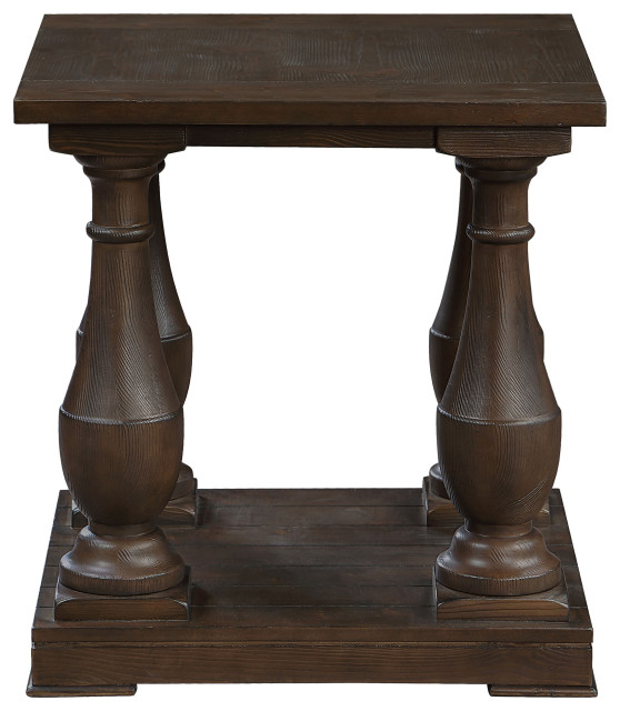Walden Rectangular End Table With Turned Legs and Floor Shelf Coffee ...