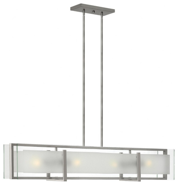 Modern Four Light Chandelier-Brushed Nickel Finish - Chandelier ...