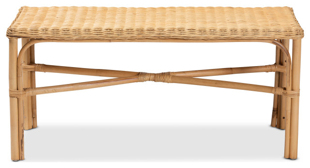 Helen Natural Rattan Accent Bench - Tropical - Accent And Storage ...