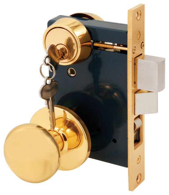 2-1/2" Backset, Entrance Mortise Lockset, Solid Brass, LH, Double Cylinder - Transitional - Door ...