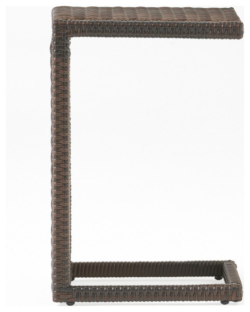 Forrest Outdoor Wicker C-Shaped Side Table, Single - Tropical - Outdoor ...