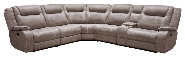 6 Piece Modular Reclining Sectional and Entertainment Console ...