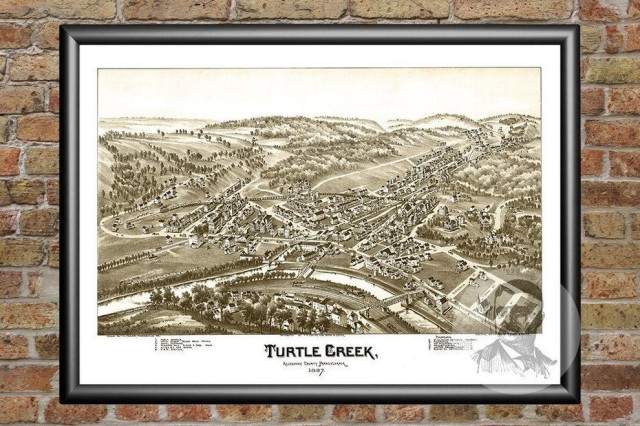 Old Map of Turtle Creek Pennsylvania 1897, Vintage Map Art Print, 18 ...