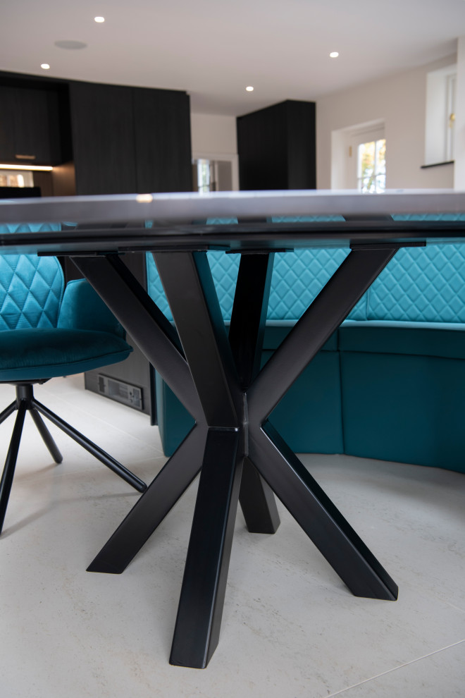 Matt Black bespoke table legs to support heavy stone worktop - Modern ...