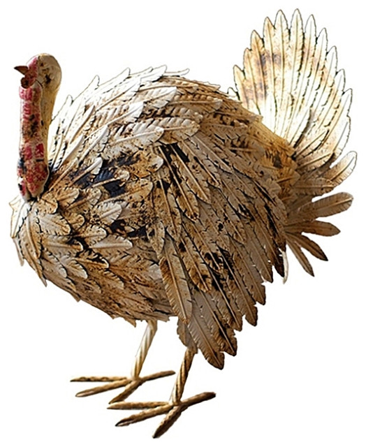 Painted Metal Turkey-antique White - Farmhouse - Decorative Objects And ...