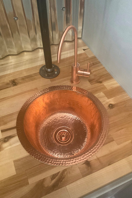 Premier Copper Products BR12PC2 12" Round Hammered Copper Bar Sink ...