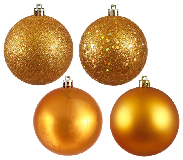 2.4" Anti Gold 4 Finish Ball Asst 24/Bx - Contemporary - Christmas ...