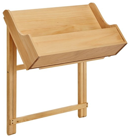 Linon Cade Wood Folding Desk with Small Drawer in Natural Brown Stain ...