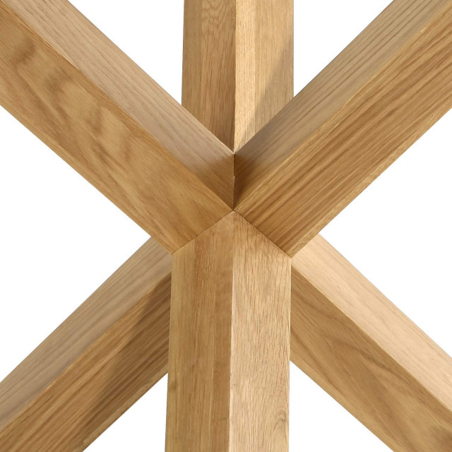 Stunning Modern Dining Table, Geometric Rubberwood Base, Round Tempered ...