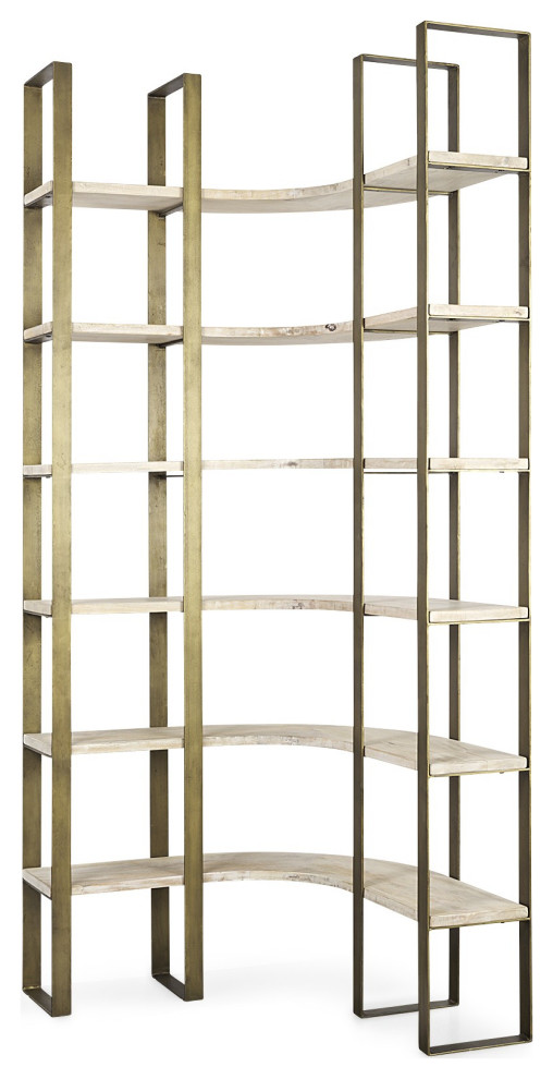 Gold Iron Framed Curved Wooden Shelving Unit - Utility Shelves - by ...