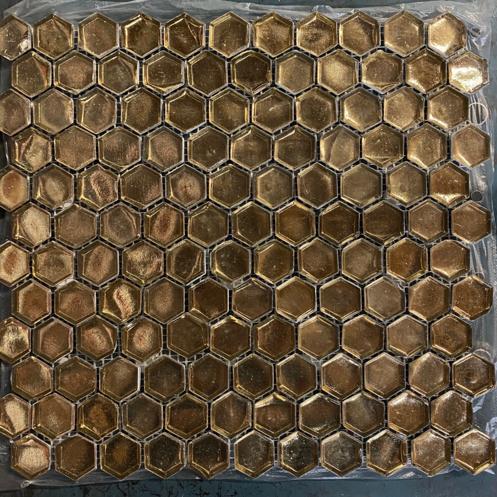 Gold Glass Tile and Grout Color