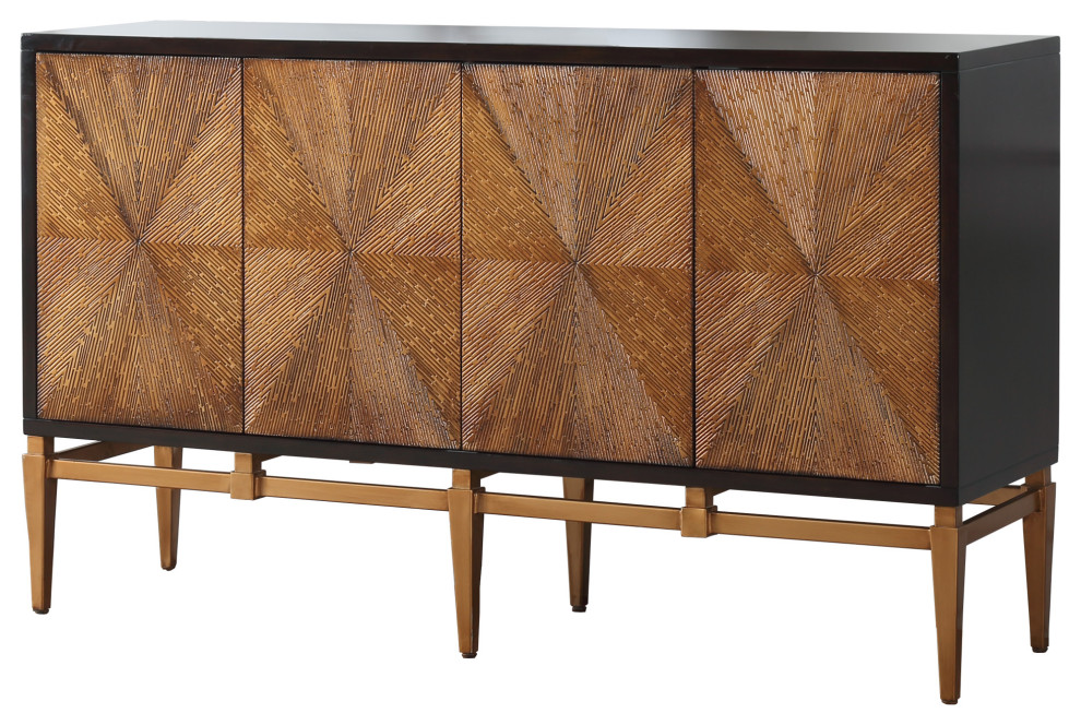 Labardi Brown with Antique Gold Accents Wood Sideboard - Contemporary ...
