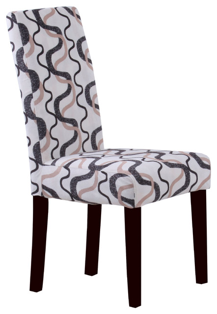Villa Fabric Black Print Dining Chairs, Set of 2 - Contemporary ...