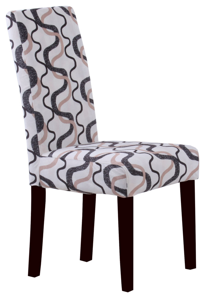 Villa Fabric Black Print Dining Chairs, Set of 2 - Contemporary ...