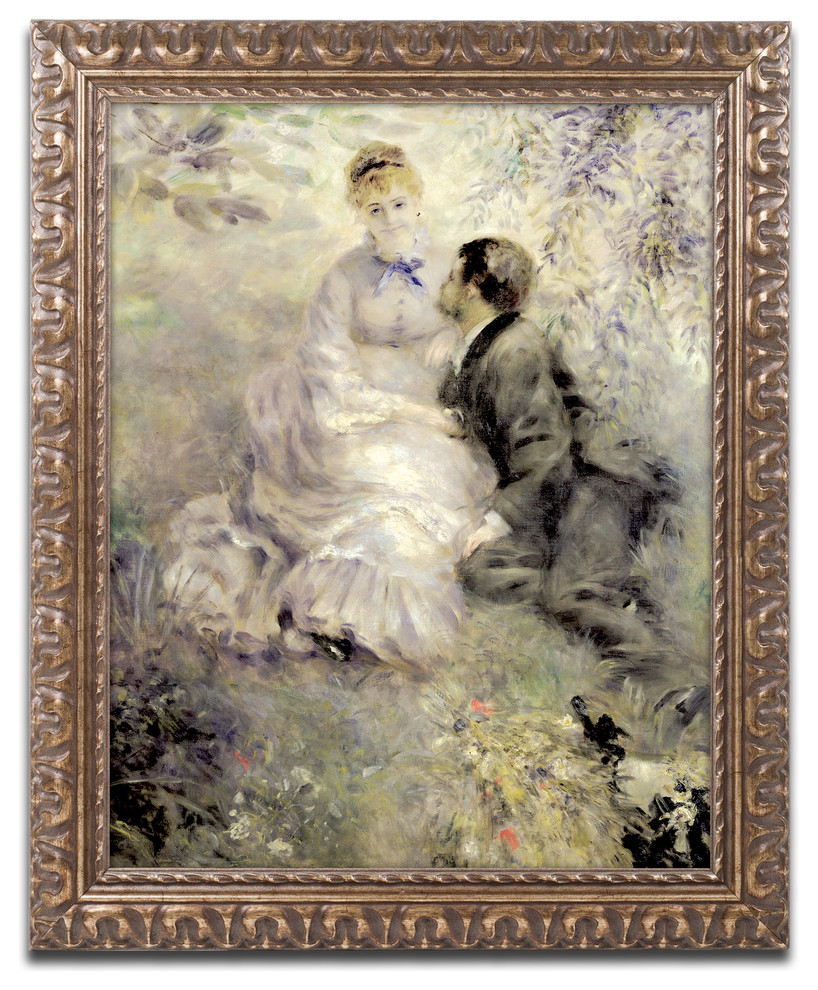 'The Lovers, c.1875' Ornate Framed Canvas Art by Pierre Renoir, 16" x ...