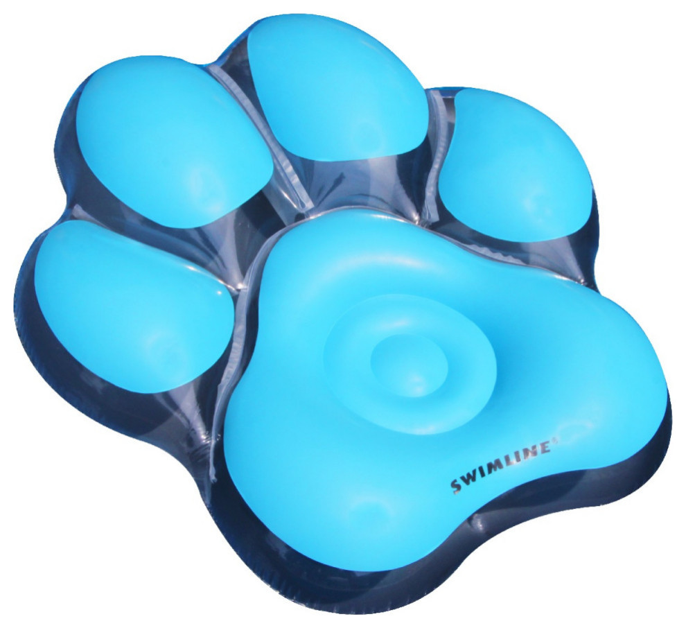 61" Inflatable Blue Pawprint Island Swimming Pool Float - Modern - Pool ...