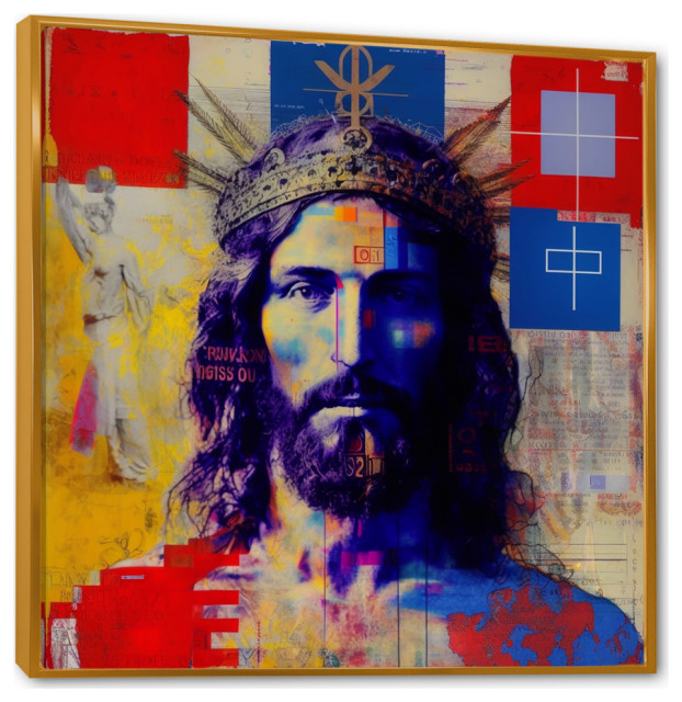 Pop Art Jesus Portrait II Framed Canvas, 24x24 - Contemporary - Prints ...