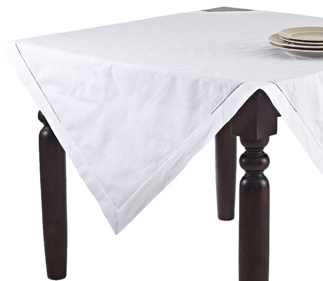 Handmade Basic Hemstitch Border Linen-Cotton Tablecloth, 36"x36 ...