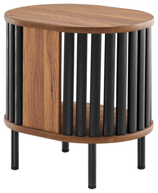 Modway Fortitude Wood Side Table with Open Center Storage in Walnut ...