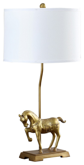 30" Gold Stallion Horse Table Lamp With White Shade - Contemporary ...