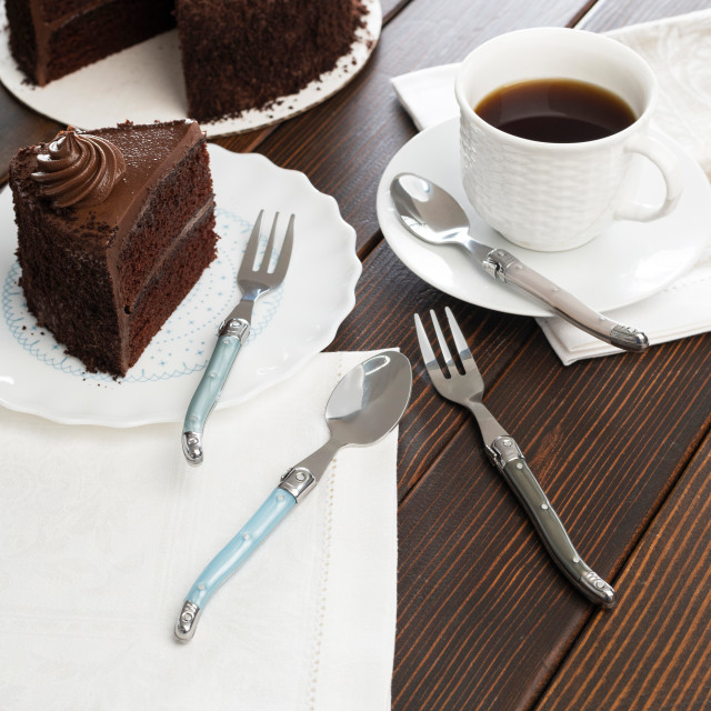 French Home Laguiole Mother of Pearl Cocktail/Dessert Spoons & Forks, 8 ...