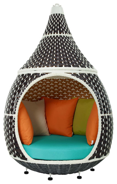 Palace Outdoor Patio Wicker Rattan Hanging Pod by Modway - Hammocks And ...