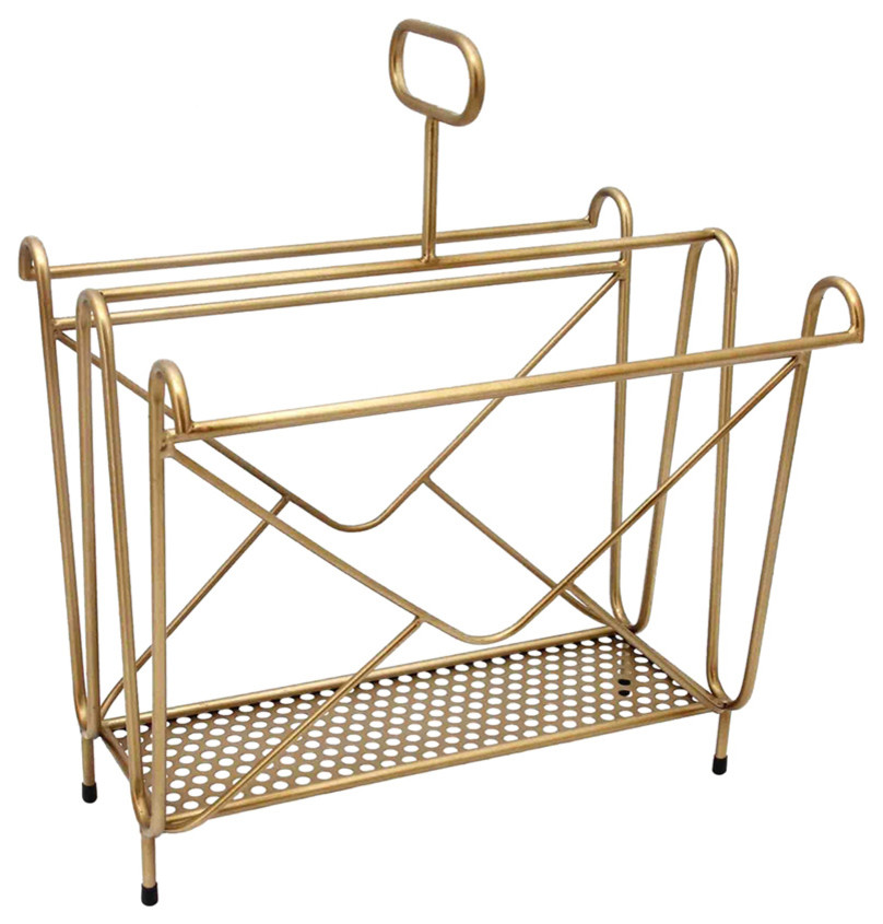 Well-Designed Metal Magazine Holder, Gold - Contemporary - Magazine ...