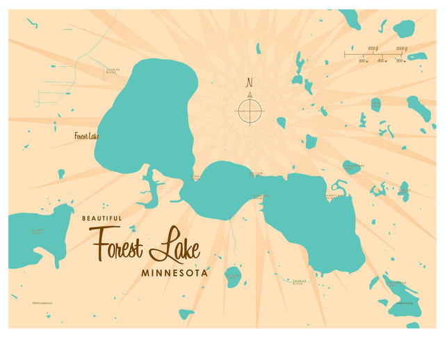 Lakebound Forest Lake Minnesota Map Art Print, 9"x12" - Contemporary ...