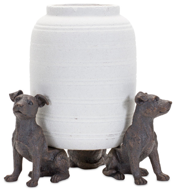 Dog Pot Holder, 6-Piece Set, 5"H Resin - Contemporary - Indoor Pots And ...