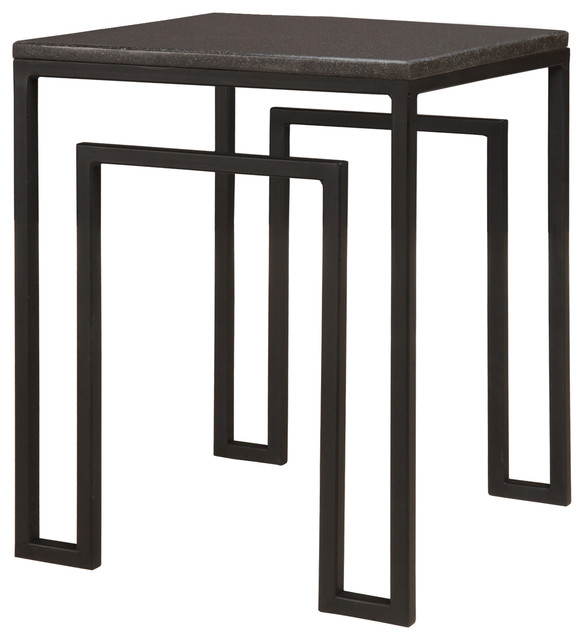 Square Table With Granite, Black, 14"x14"x19" - Transitional - Side ...