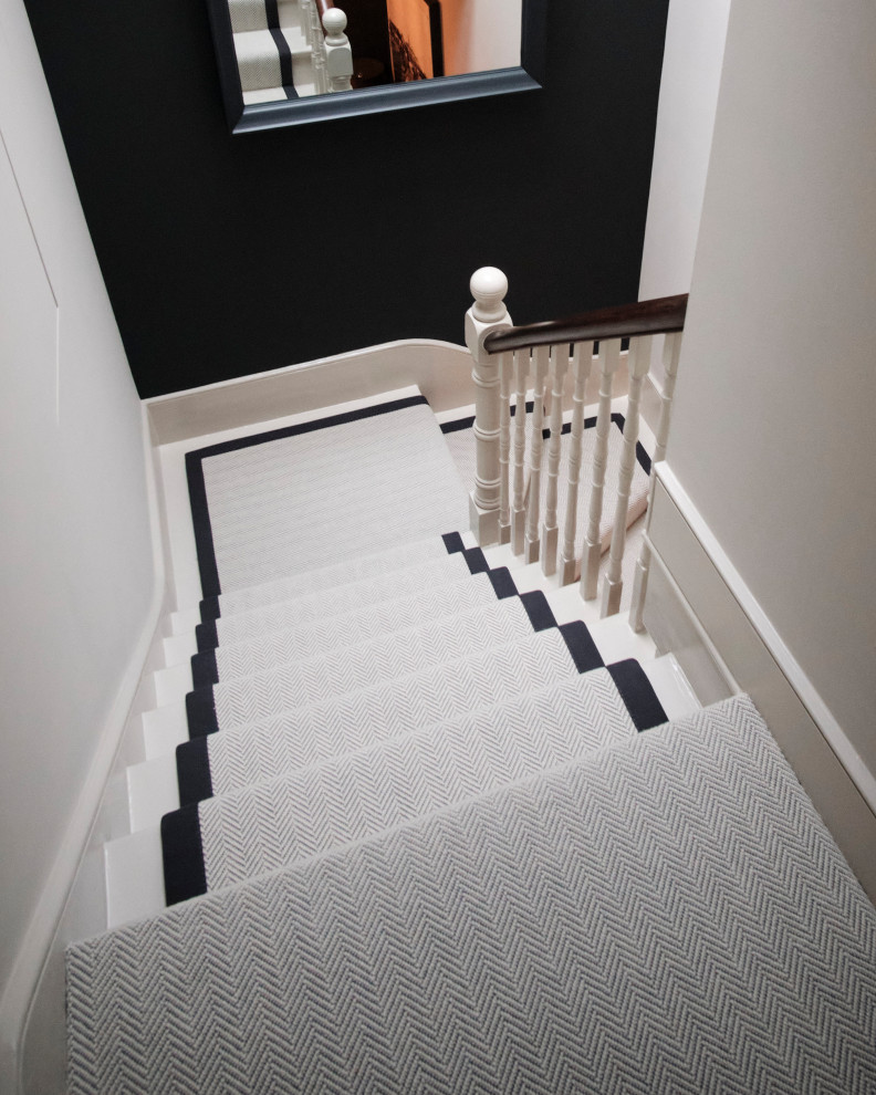 Bespoke Flatweave Herringbone Stair Runner - Traditional - Staircase ...