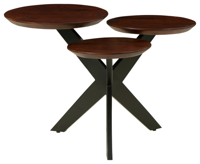 Benzara UPT-263263 Modern Coffee Table With 3 Tier Wooden Top Brown and ...