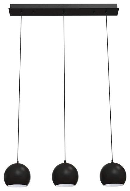 AFX Lighting Roxy 3-Light Linear Pendant, Black/Black, RXYP08BKLNR3 ...