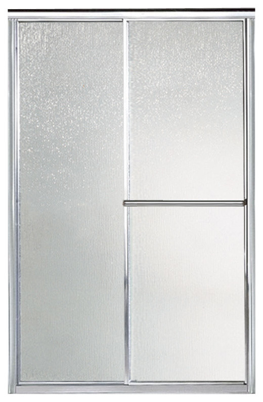 Sterling Deluxe Sliding Shower Door, Silver with Rain Glass Texture ...