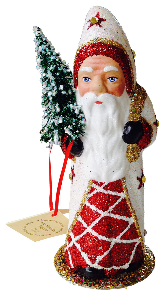 Schaller Paper Mache Candy Container- Santa Purple - Traditional ...