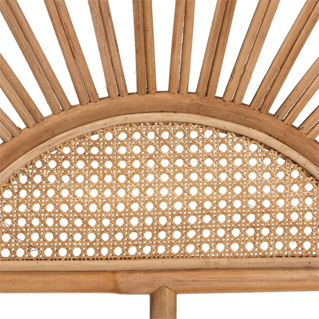 Baxton Studio Perenna Bohemian Natural Rattan Queen Size Standalone ...