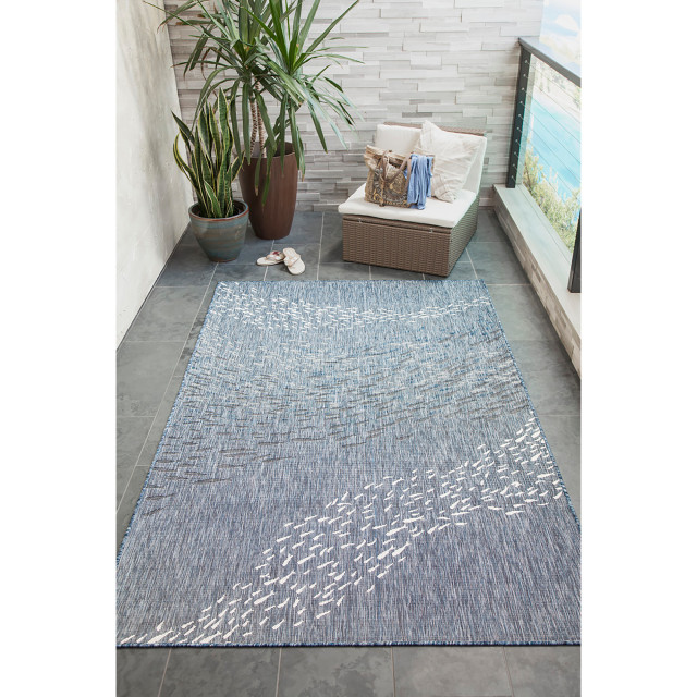 Carmel School Of Fish Indoor/Outdoor Rug, 7'10"x9'10" - Beach Style ...