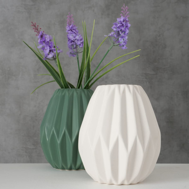 2 Piece Geometric Vases, 5 1/2 L x 4 3/4 W x 4 3/4 H inches ...