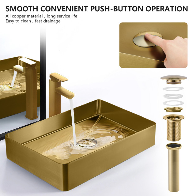 Rectangle Stainless Steel Modern Bathroom Sink - Contemporary ...