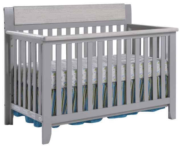 Gray Solid and Manufactured Wood Standard Four In One Convertible Crib ...