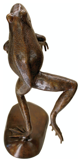 Giant Leaping and Spitting Frog Cast Bronze Garden Statue - Traditional ...