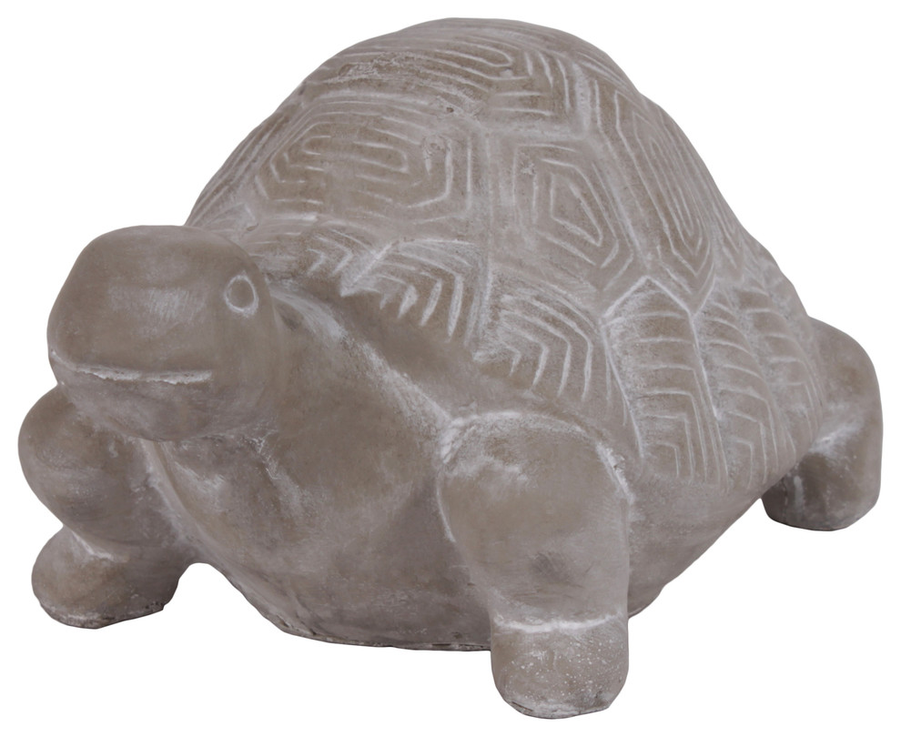Cement Turtle Figurine, Concrete Finish Gray - Beach Style - Garden ...