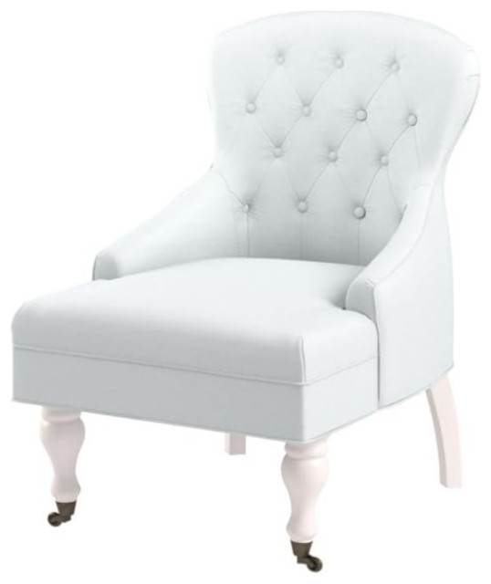 Linen Club Chair with Diamond Tufted Back and Cozy Seat - Traditional ...