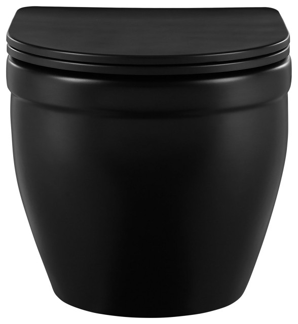 Ivy Wall-Hung Elongated Toilet Bowl, Matte Black - Contemporary ...